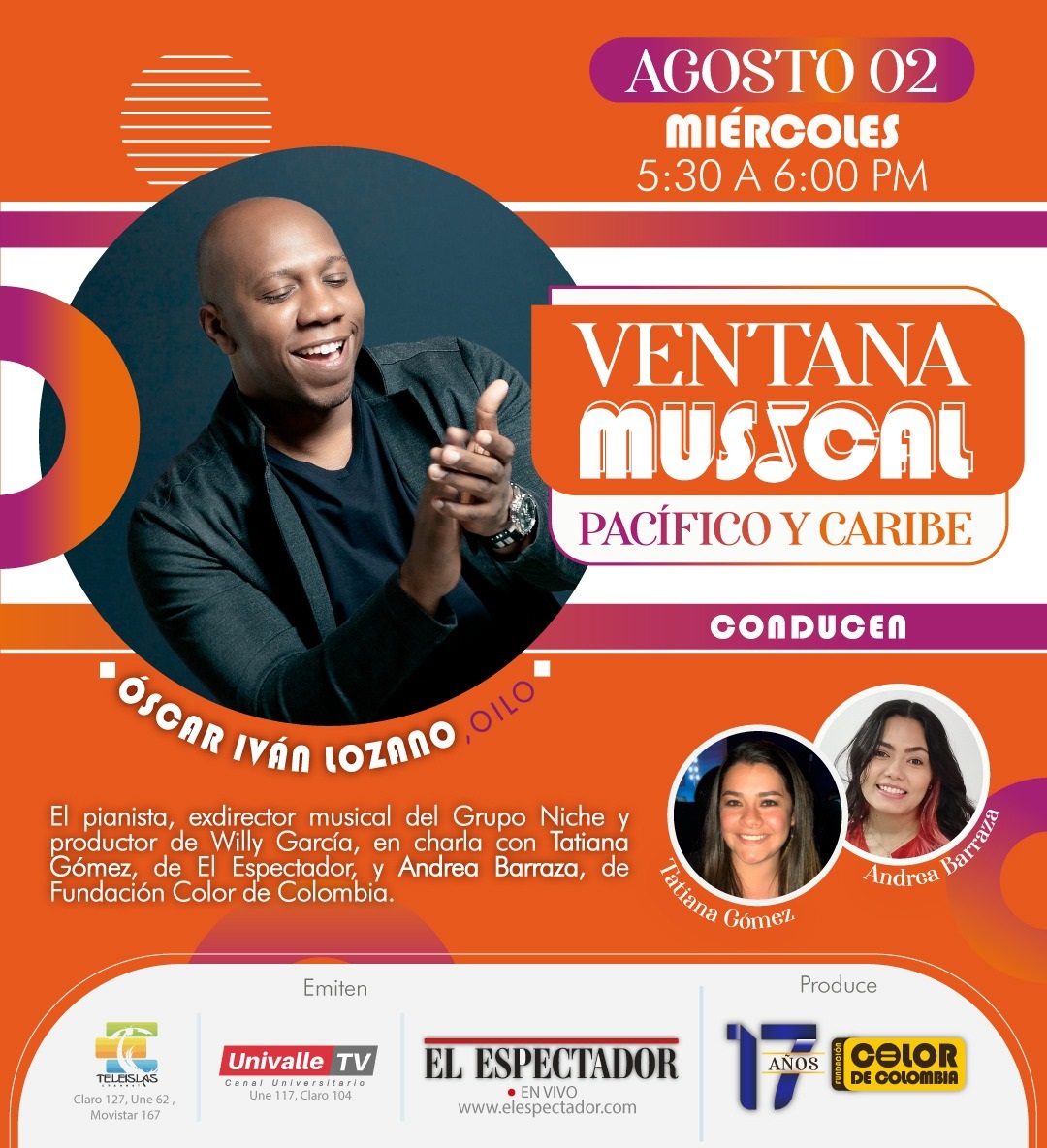 Óscar Iván Lozano, OiLO en «Ventana musical Pacífico y Caribe» en vivo ...